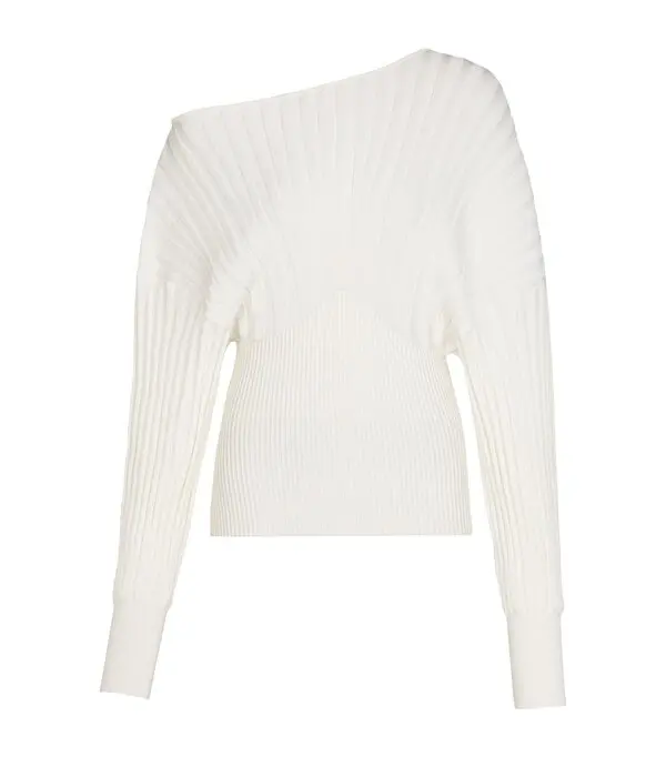 Balmain Rib-knit One-shoulder Sweater