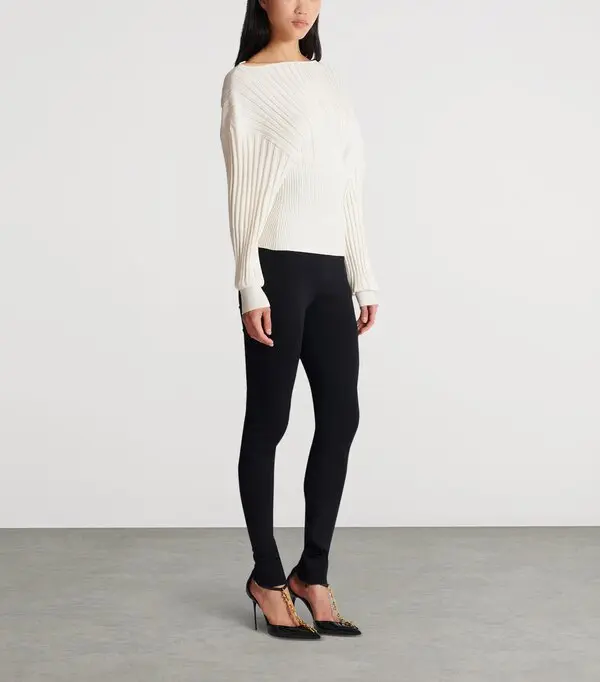 Balmain Rib-knit One-shoulder Sweater