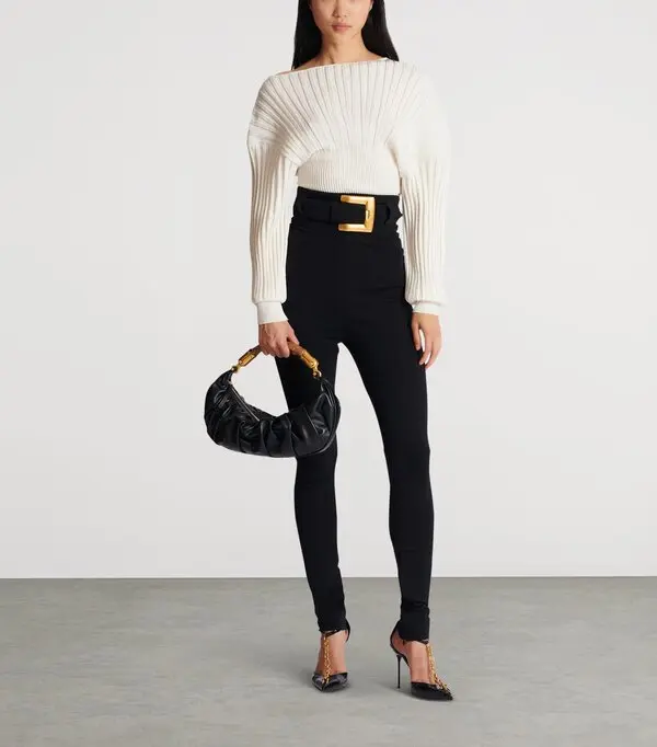 Balmain Rib-knit One-shoulder Sweater