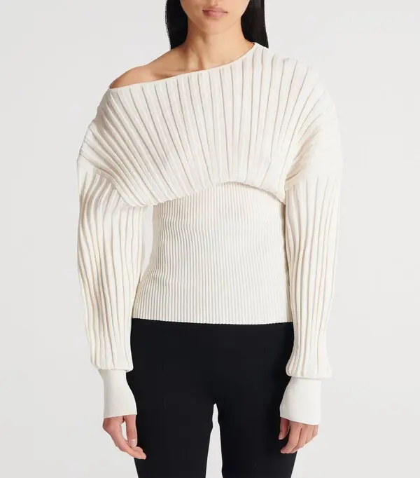 Balmain Rib-knit One-shoulder Sweater