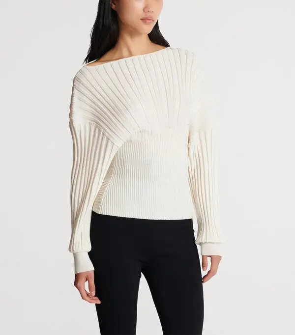 Balmain Rib-knit One-shoulder Sweater
