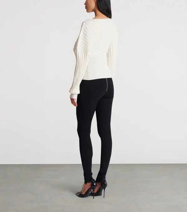 Balmain Rib-knit One-shoulder Sweater