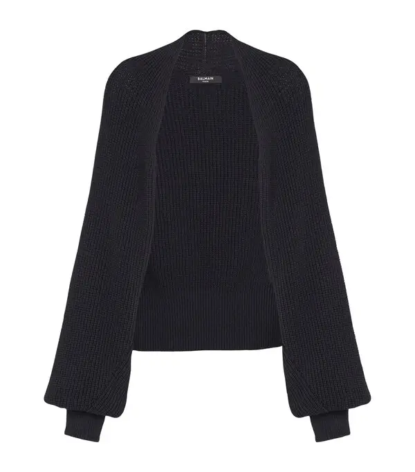 Balmain Rib-knit Bolero Cardigan - Black