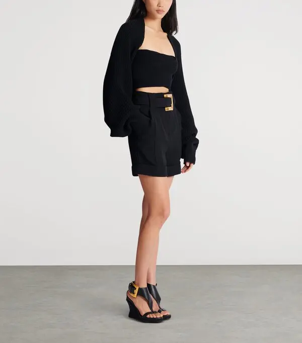 Balmain Rib-knit Bolero Cardigan - Black