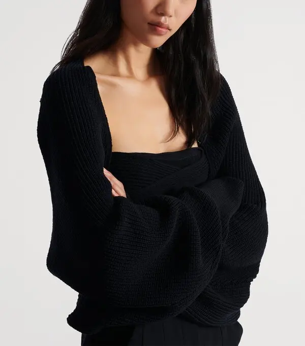 Balmain Rib-knit Bolero Cardigan - Black