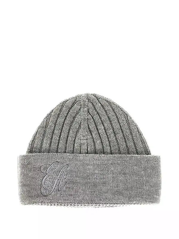Emporio Armani Logo-embroidered Beanie - Grey