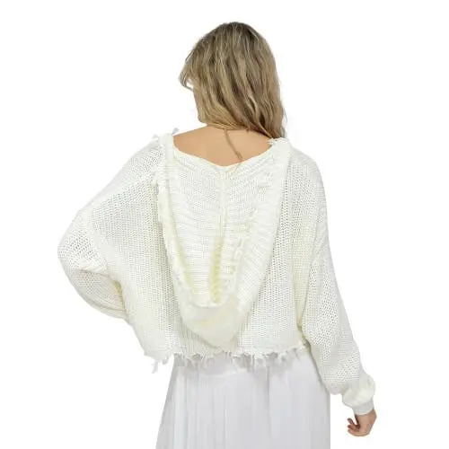 BELLE & BLOOM Another Love Fringe Zip Knit - White