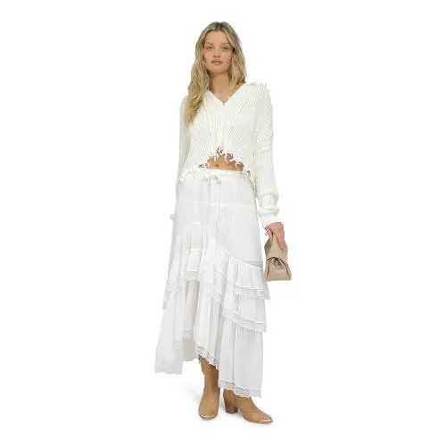 BELLE & BLOOM Another Love Fringe Zip Knit - White