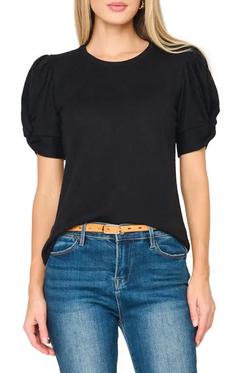 GIBSONLOOK Twist Puff Sleeve Luxe T-shirt - Black
