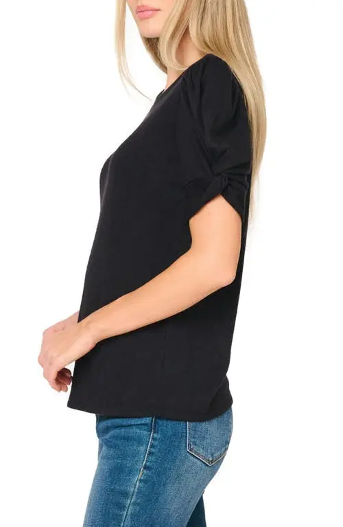 GIBSONLOOK Twist Puff Sleeve Luxe T-shirt - Black