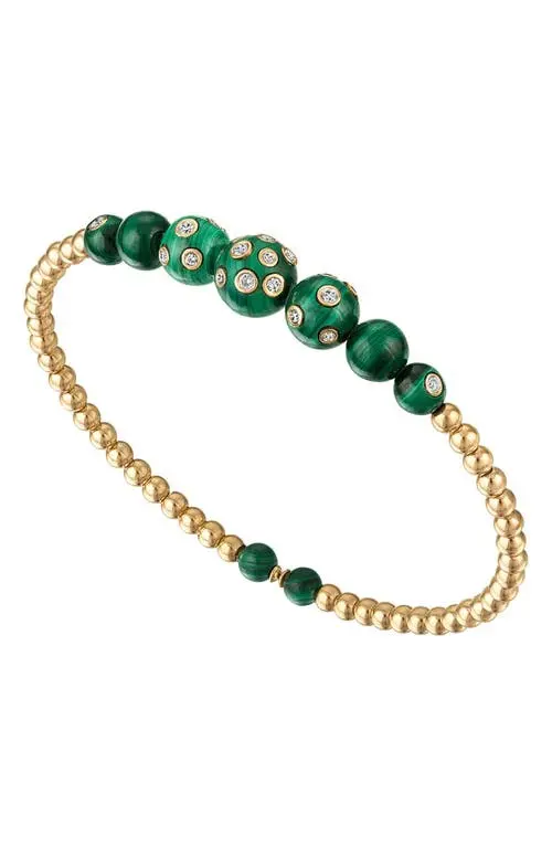 EDEN PRESLEY Bubbles Diamond & Malachite Beaded Flex Bangle Bracelet - Green