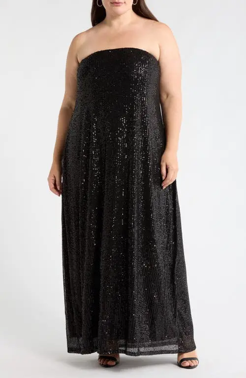 SUGARLIPS Strapless Sequin Maxi Dress