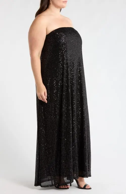 SUGARLIPS Strapless Sequin Maxi Dress