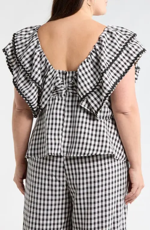 SUGARLIPS Dovery Gingham Ruffle Top