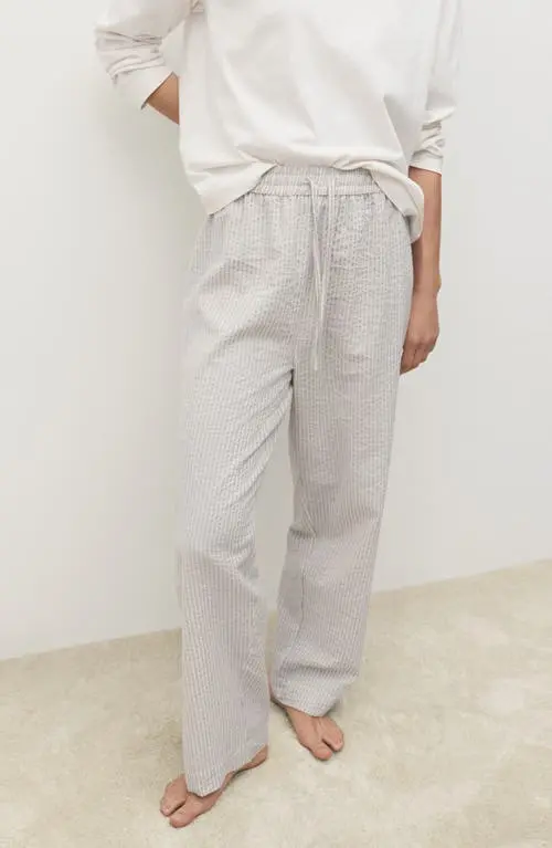 Mango Cotton Seersucker Pajamas - Charcoal