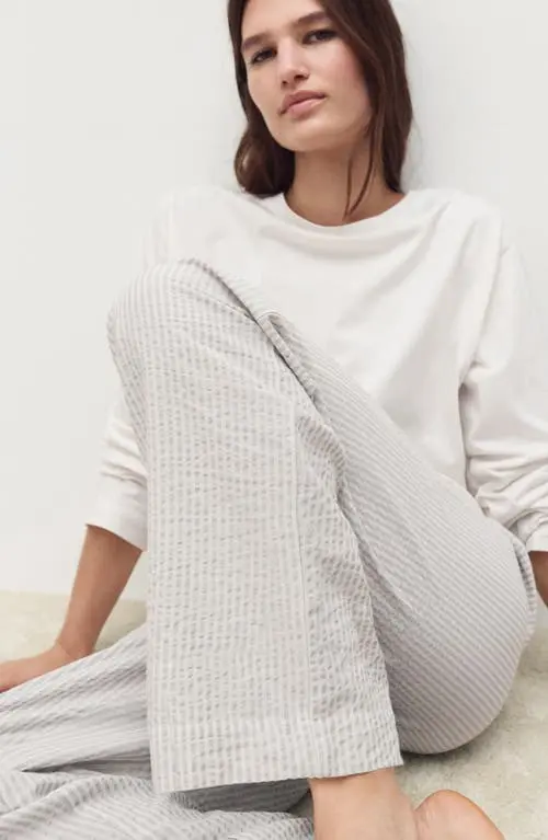 Mango Cotton Seersucker Pajamas - Charcoal