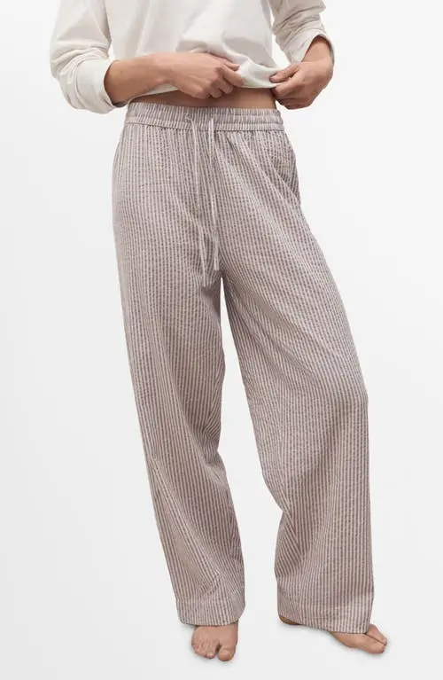 Mango Cotton Seersucker Pajamas - Medium Brown