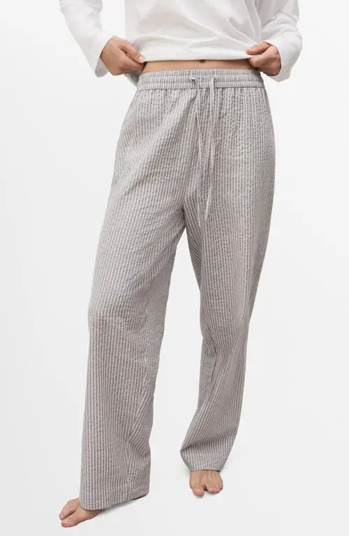 Mango Cotton Seersucker Pajamas - Taupe
