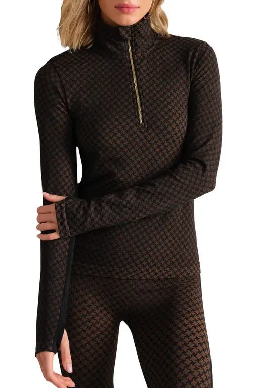 RHONE Houndstooth Seamless Half-zip Pullover - Chestnut Brown