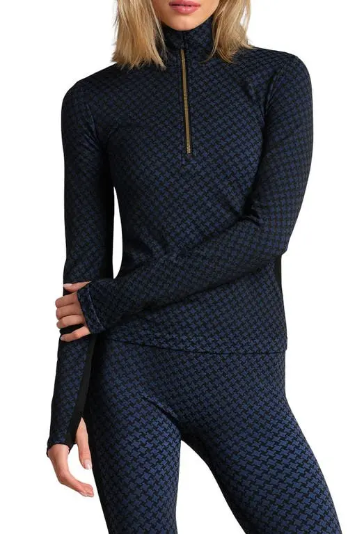 RHONE Houndstooth Seamless Half-zip Pullover - Navy Blue Hounds