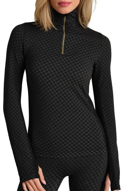 RHONE Houndstooth Seamless Half-zip Pullover - Pure Black Houndstooth