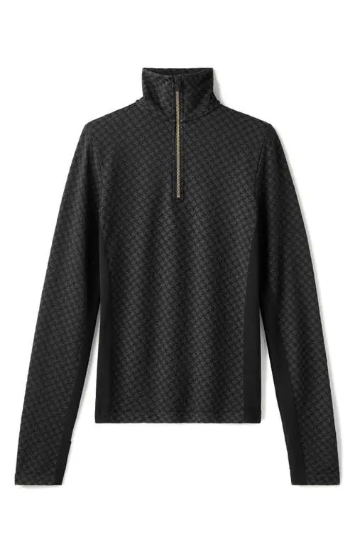 RHONE Houndstooth Seamless Half-zip Pullover - Pure Black Houndstooth