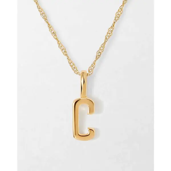 EDGE OF EMBER Solid Gold Initial Pendant Necklace - C
