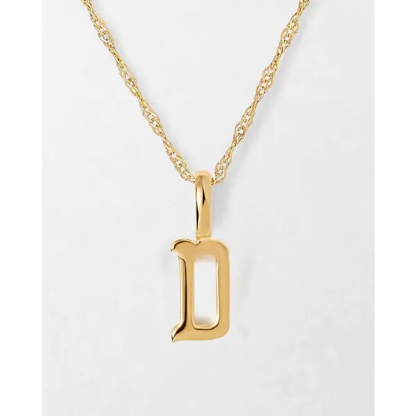 EDGE OF EMBER Solid Gold Initial Necklace - D
