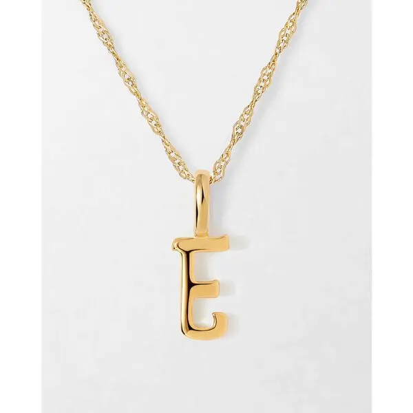 EDGE OF EMBER Solid Gold Initial Necklace - E