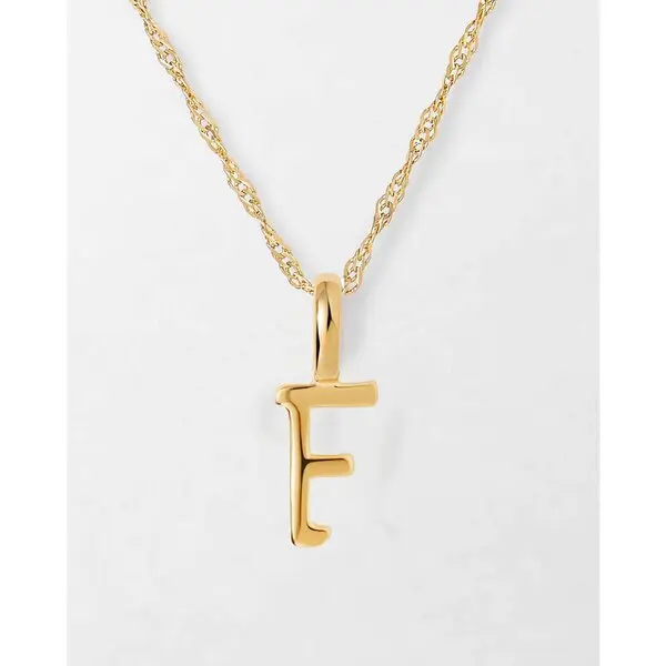 EDGE OF EMBER Solid Gold Initial Necklace - F