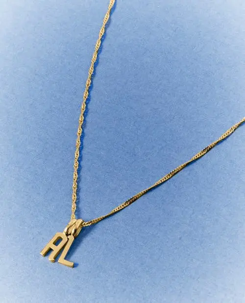 EDGE OF EMBER Solid Gold Initial Necklace - F