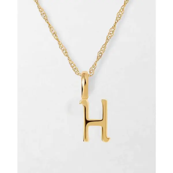 EDGE OF EMBER Solid Gold Initial Necklace - H