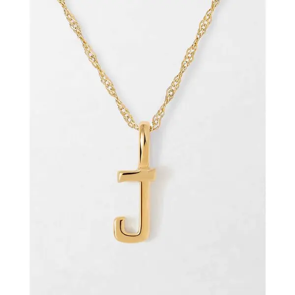 EDGE OF EMBER Solid Gold Initial Necklace - J