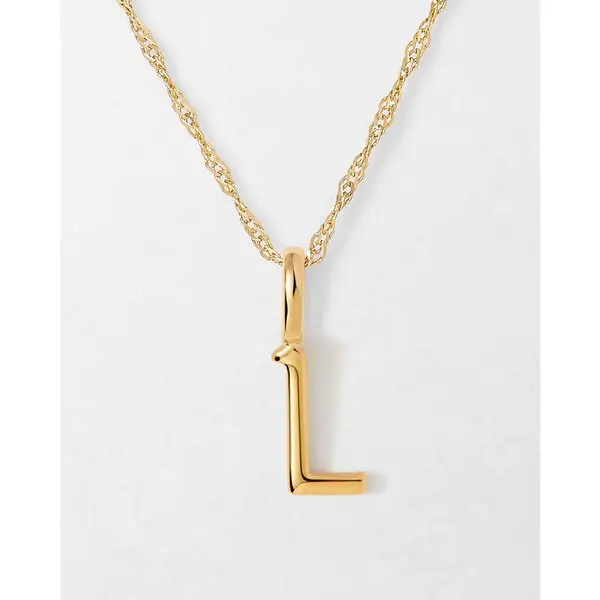 EDGE OF EMBER Solid Gold Initial Necklace - L