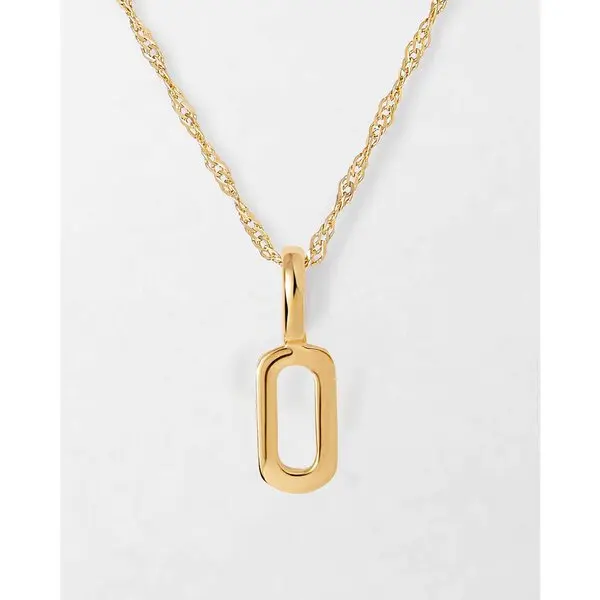 EDGE OF EMBER Solid Gold Initial Necklace - O
