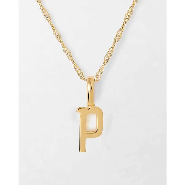 EDGE OF EMBER Solid Gold Initial Necklace - P