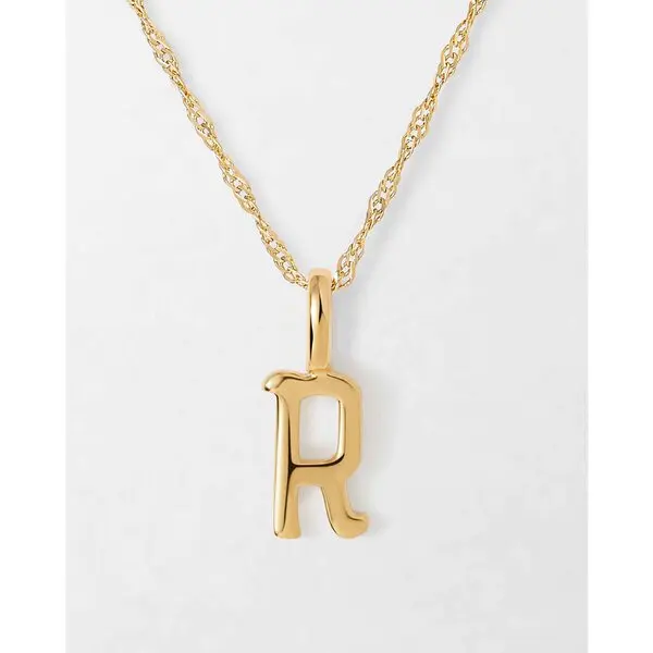 EDGE OF EMBER Solid Gold Initial Necklace - R