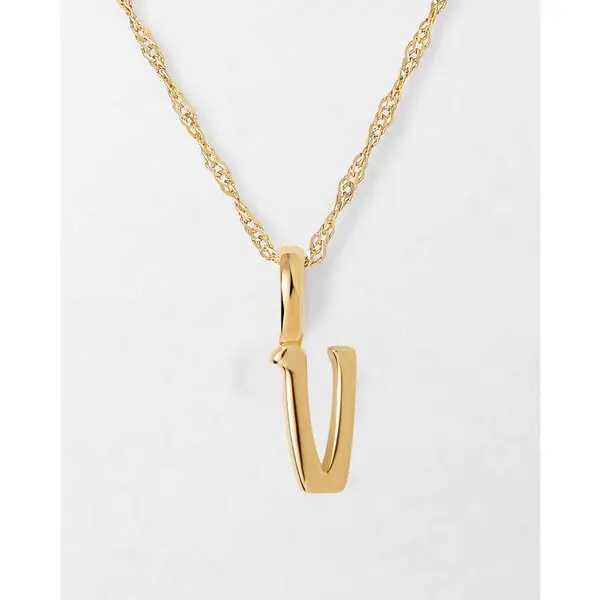 EDGE OF EMBER Solid Gold Initial Necklace - V