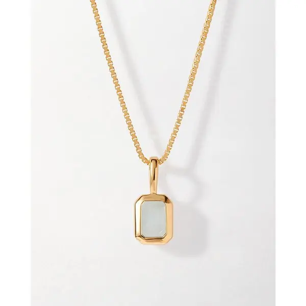 EDGE OF EMBER Deco Birthstone Necklace - Aquamarine (march)