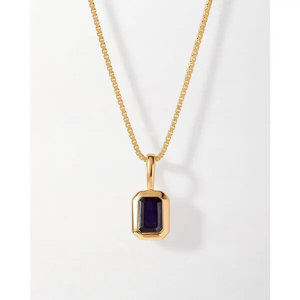 EDGE OF EMBER Deco Birthstone Necklace - Blue Sapphire (september)