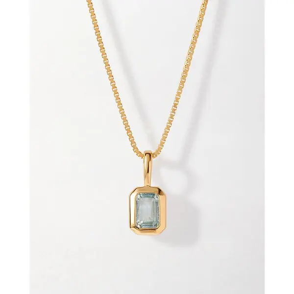 EDGE OF EMBER Deco Birthstone Necklace - Blue Topaz (december)