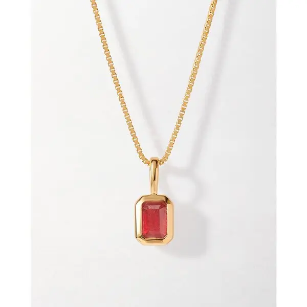 EDGE OF EMBER Deco Birthstone Necklace - Ruby (july)