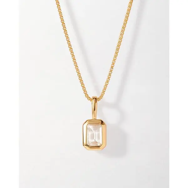 EDGE OF EMBER Deco Birthstone Necklace - White Topaz (april)