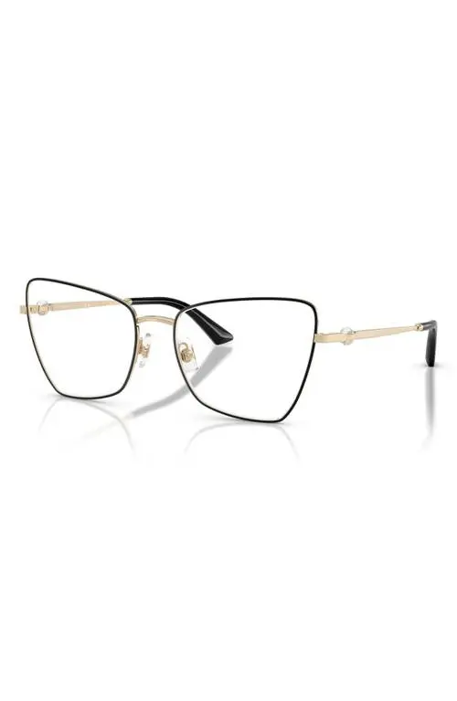 JIMMY CHOO 54mm Irregular Eyeglasses - Pale Gold/black/demo Lens