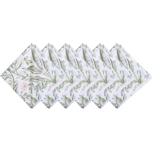 C&F HOME Lana Palms Reversible Graphic Print Machine Washable Napkins Set Of 6 - Orange