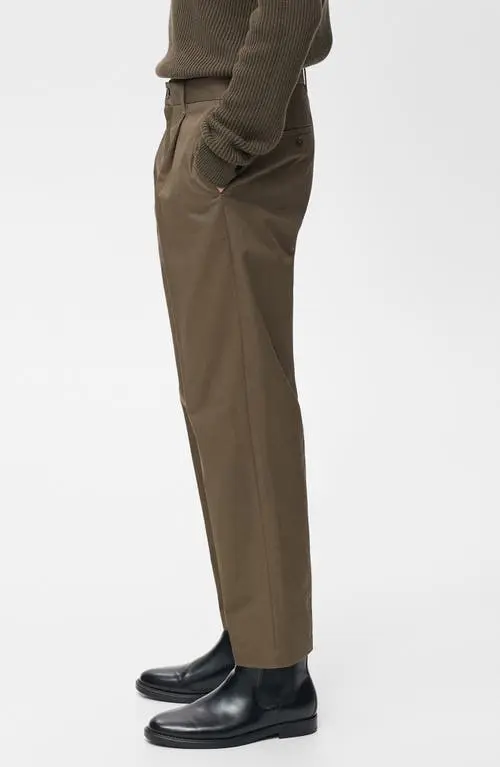 Mango Regular Fit Pleated Cotton Trousers