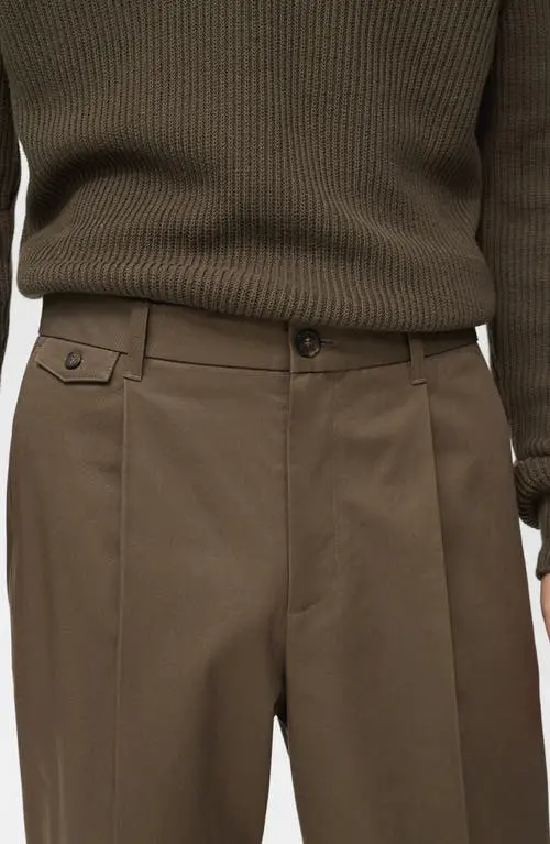 Mango Regular Fit Pleated Cotton Trousers