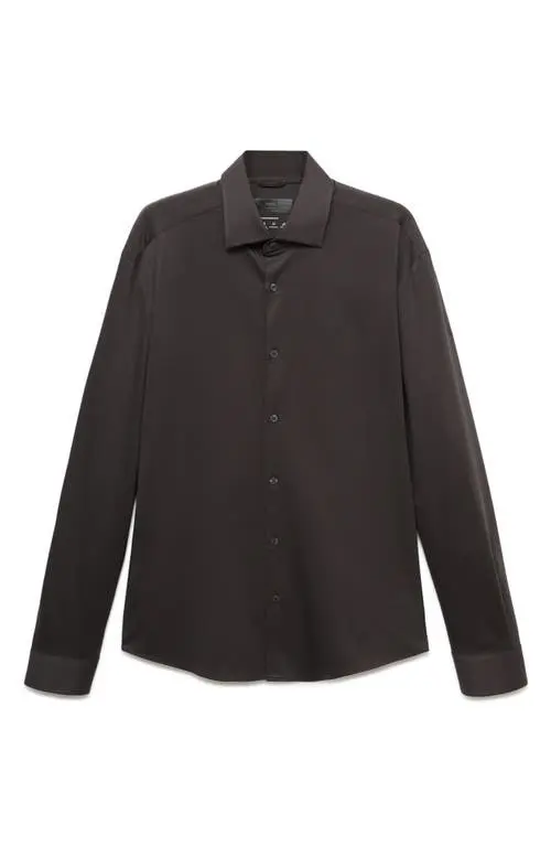 Mango Comfort Stretch Button-up Shirt - Brown