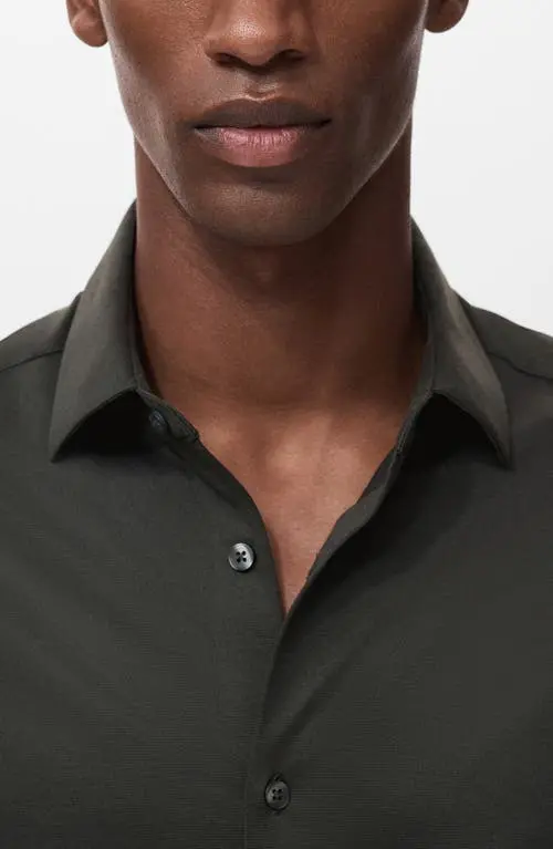 Mango Comfort Stretch Button-up Shirt - Dark Green
