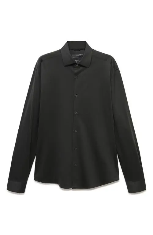 Mango Comfort Stretch Button-up Shirt - Dark Green